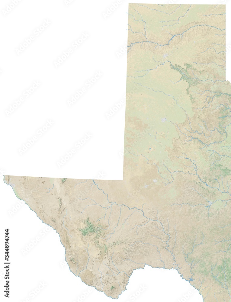 High resolution topographic map of western Texas with land cover ...