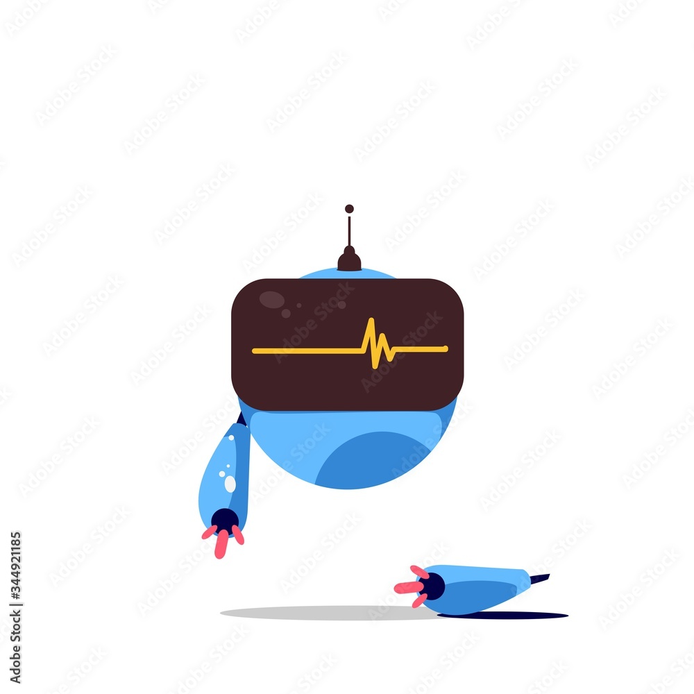 vector illustration of a blue robot that is injured dying Stock Vector ...