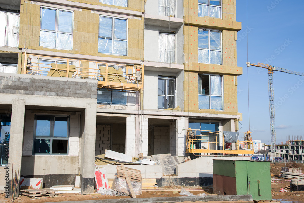 Mineral wool for insulation of the facade building. Insulation for ...