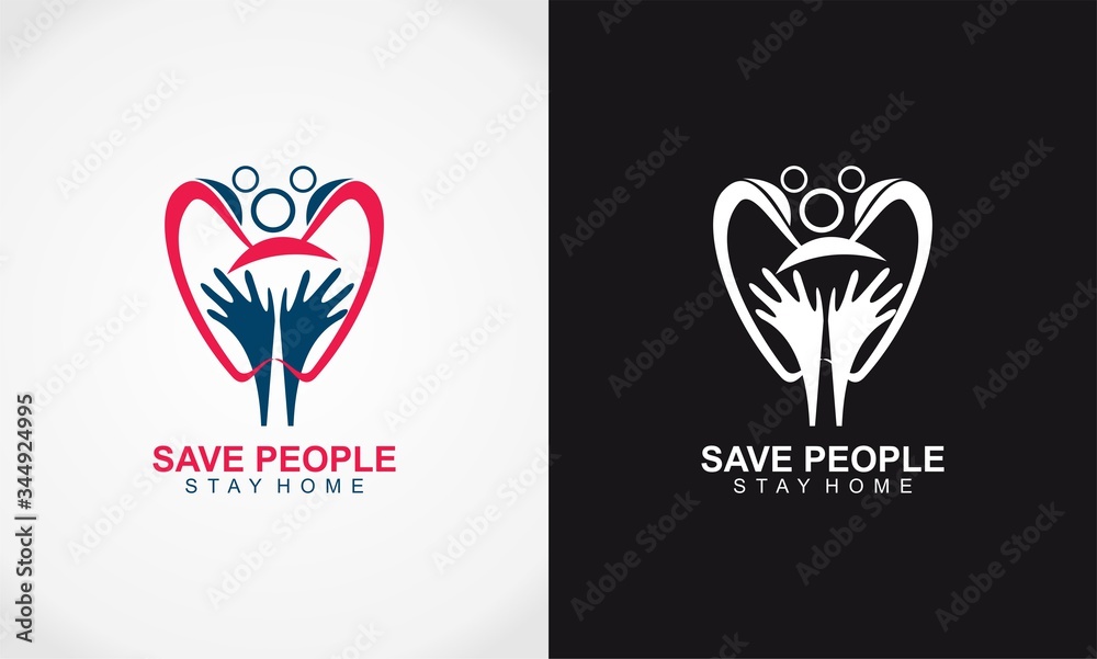 heart, hand & people logo, save people icon logo Stock Vector | Adobe Stock