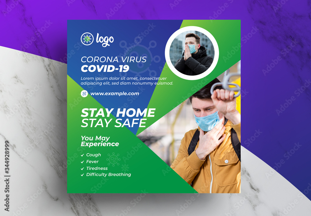 Coronavirus Pandemic Social Distance Awareness Social Media Layout ...