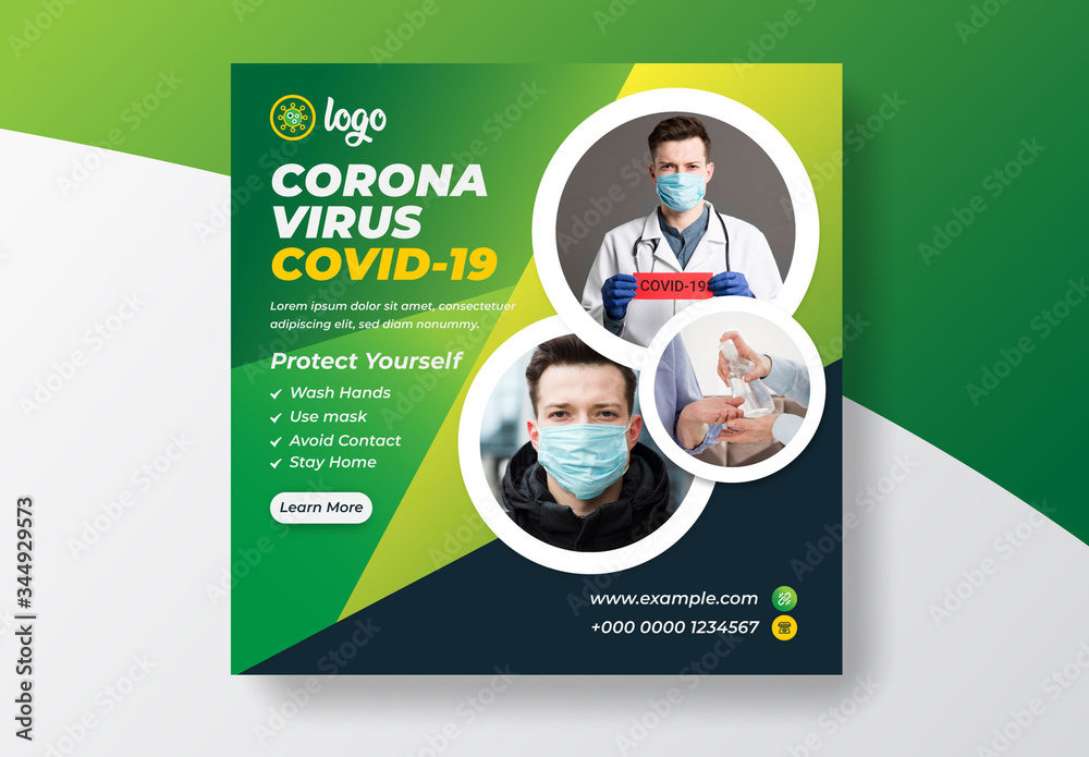 Coronavirus Pandemic Social Distance Awareness Social Media Layout ...