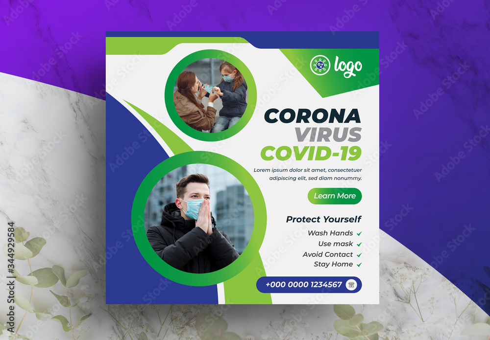 Coronavirus Pandemic Social Distance Awareness Social Media Layout ...