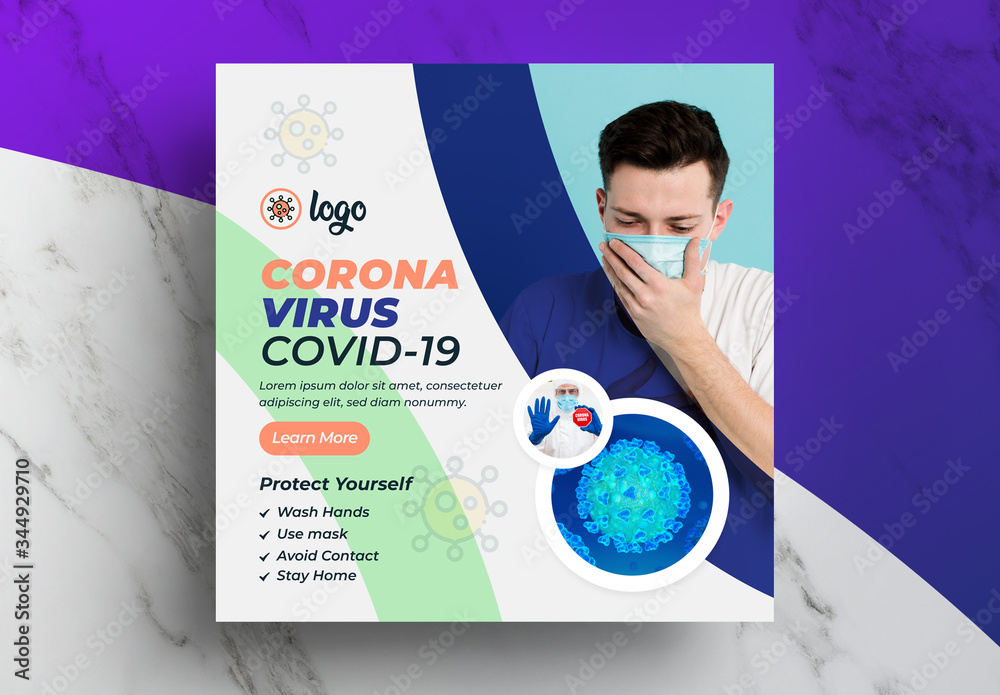 Coronavirus Pandemic Social Distance Awareness Social Media Layout ...