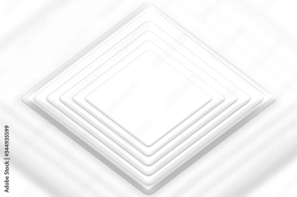 3d rendering. many layer of Empty White square grid paper plate or ...