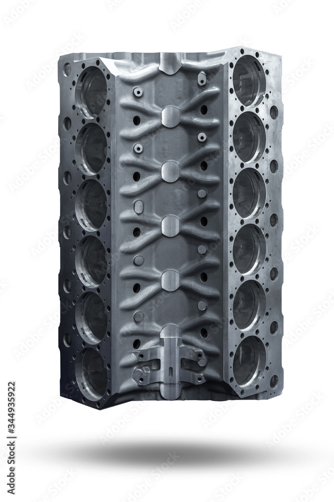 V12 engine block isolated on white background and shadow. High ...