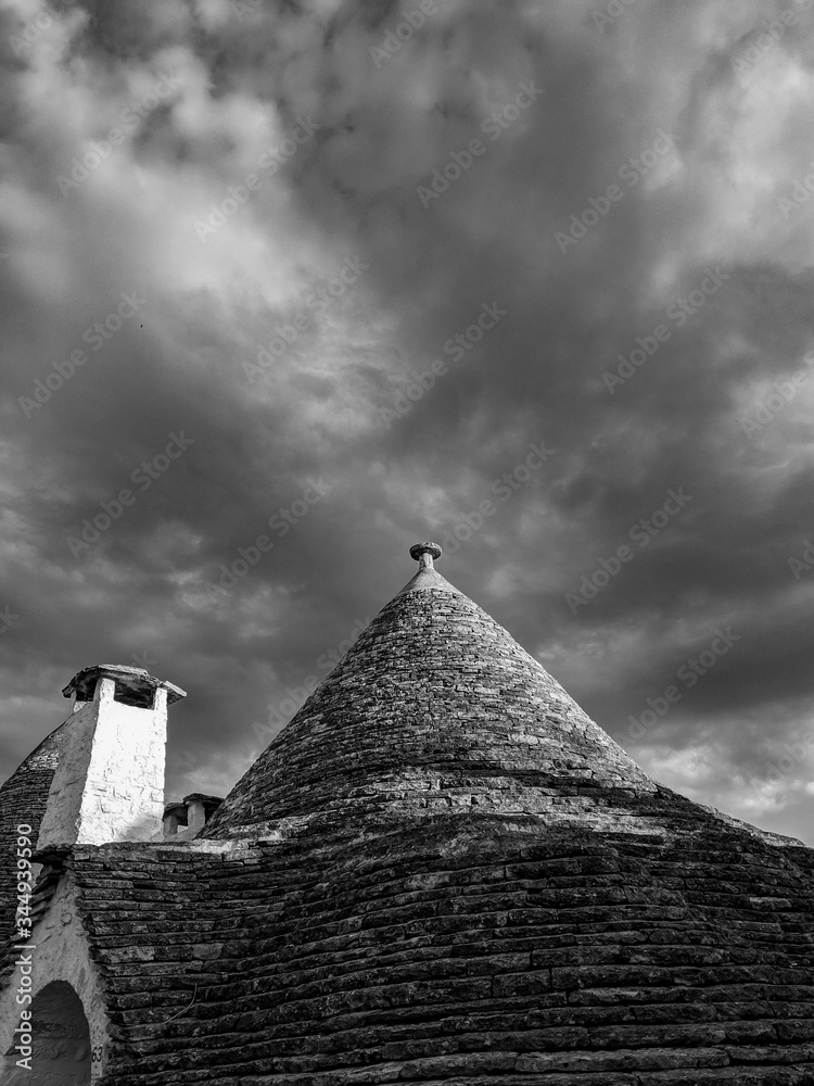 Black and White Photography of a Typical roof of a trulli house in ...