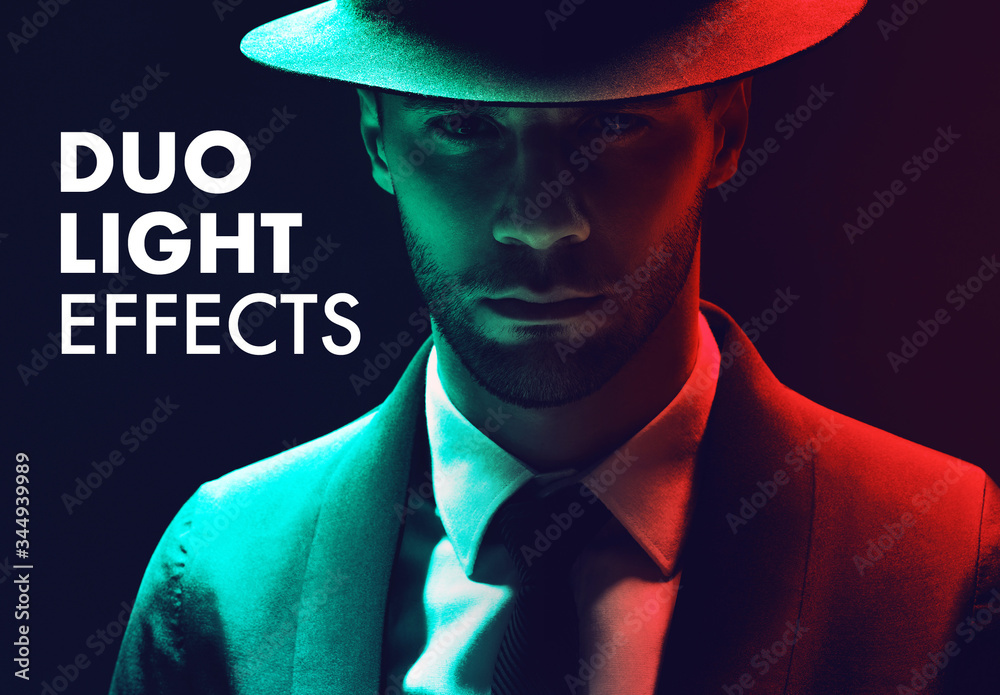 Dual Light Photography Effect Mockup Stock Template | Adobe Stock