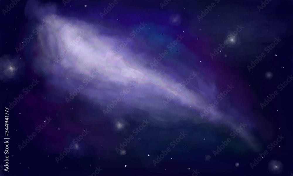Realistic Starry sky background. Galaxy. Hand-drawn, watercolor ...