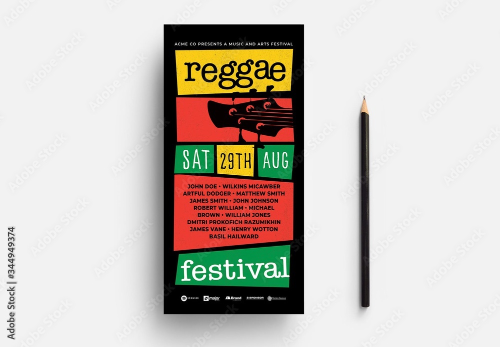 Thin Reggae Flyer Layout Stock Template | Adobe Stock
