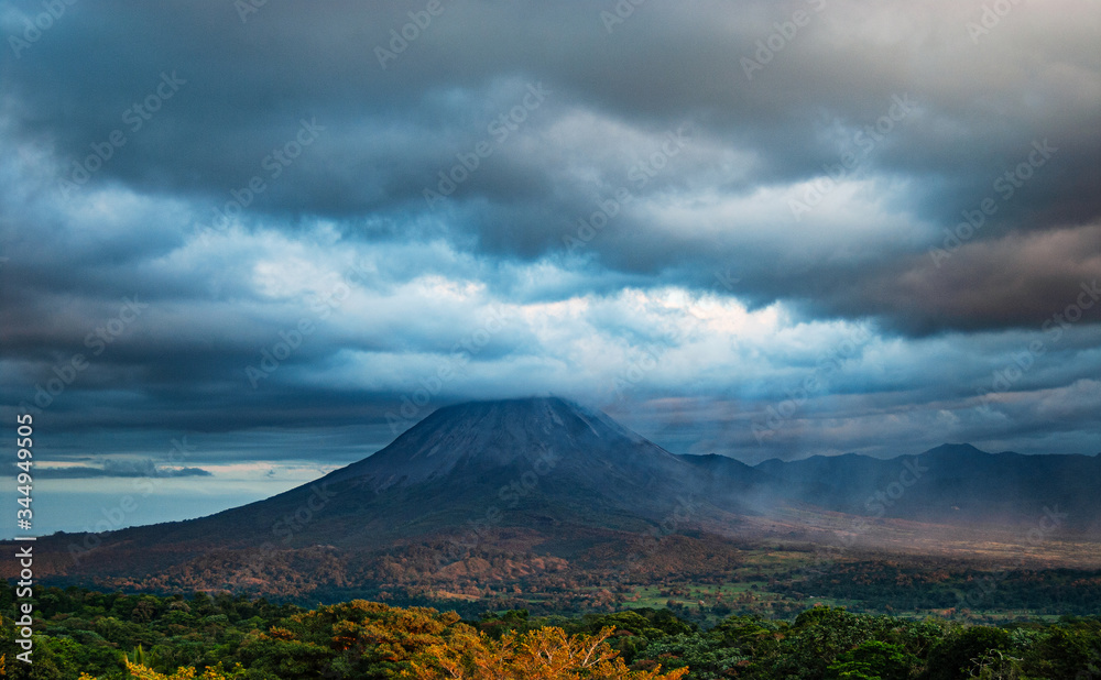 arenal volcano at sunset, Costa Rica, central america Stock Photo ...