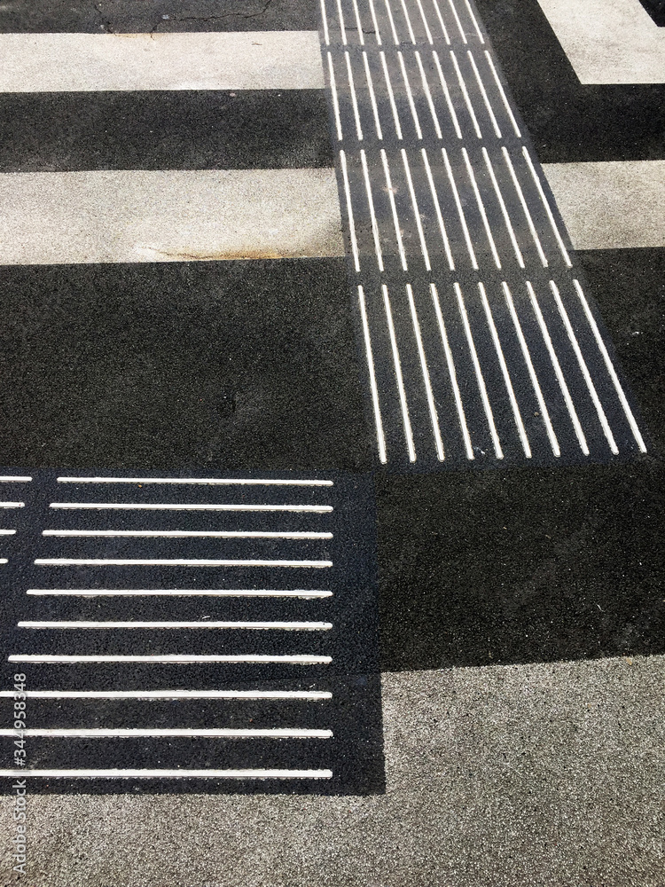lines on asphalt road with markings for blind people Stock Photo ...
