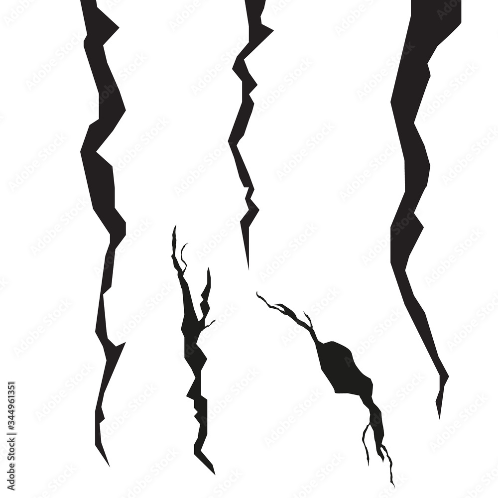 Crack on the surface of the earth, fracture texture. The rupture vector ...