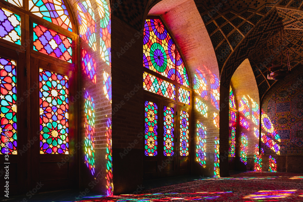 Colorful interior of the Pink Mosque Stock Photo | Adobe Stock