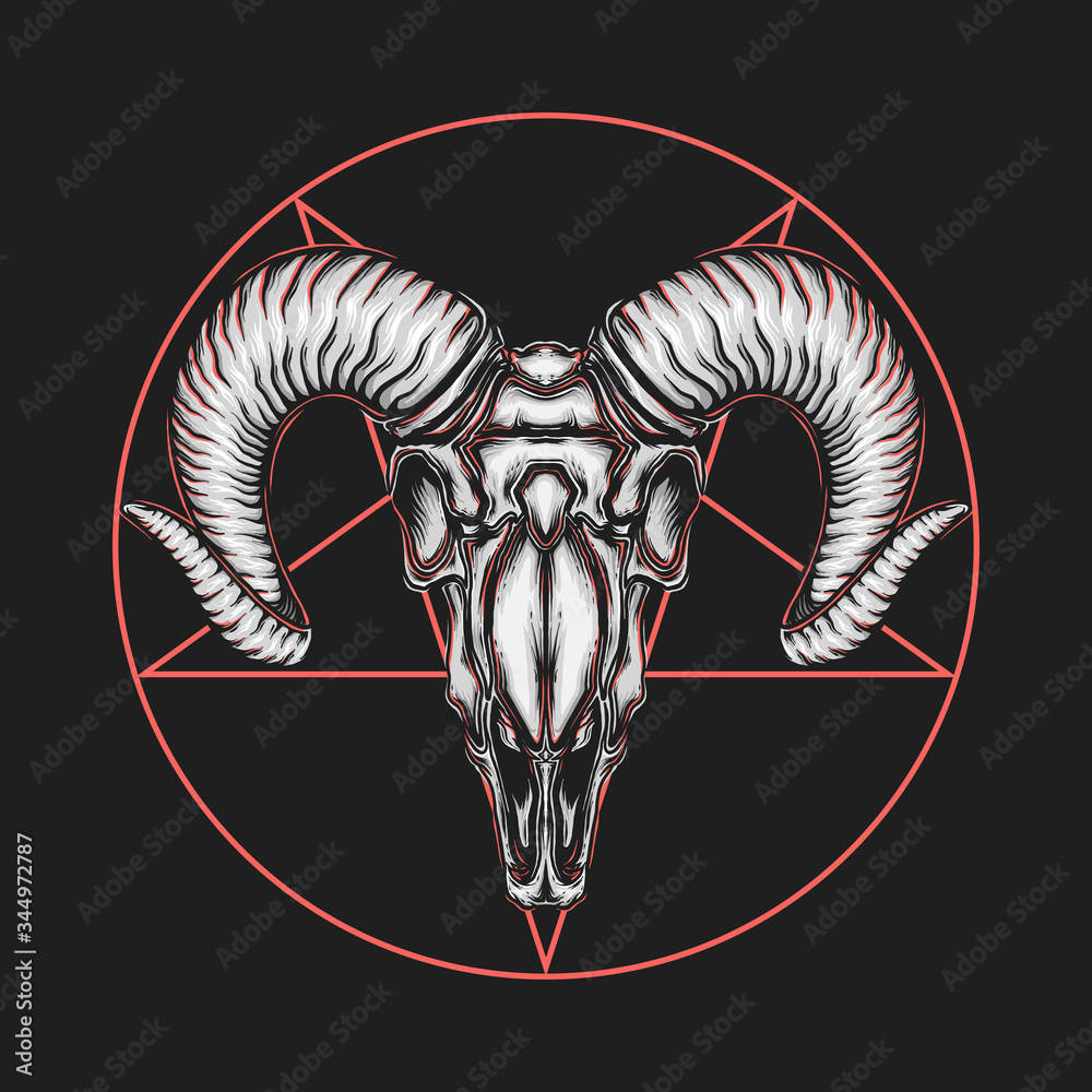 Hand drawing vintage satanic goat head vector illustration Stock ...