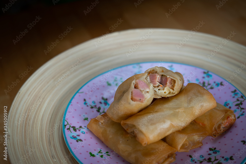 Fried carbonara popiah spring roll, a crunchy snack popular in ...