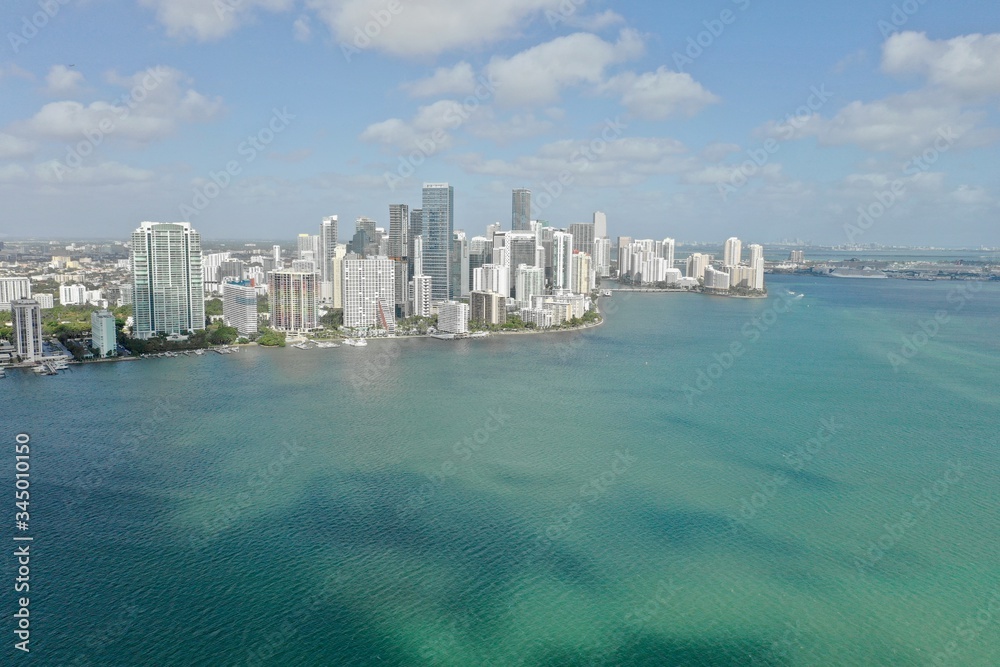 Miami Aerial View Downtown and Bridge to Key Biscane Stock Photo ...
