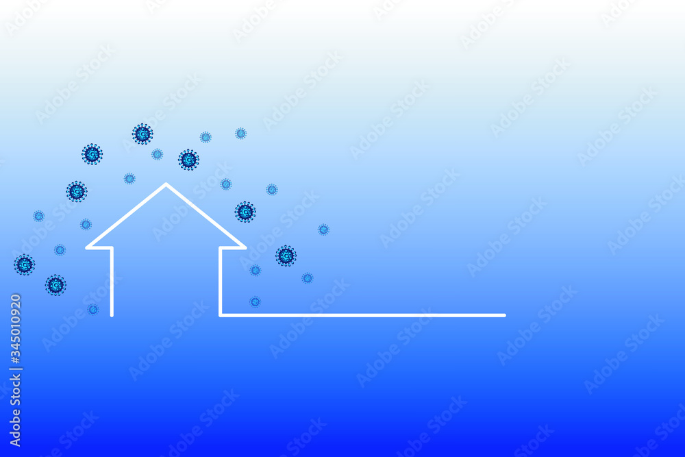 Stay at home text under house roof. COVID 19 or coronavirus protection ...