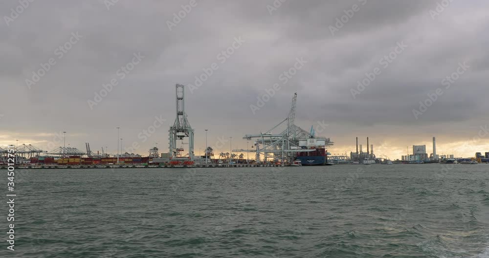 PORT OF ROTTERDAM, THE NETHERLANDS - CIRCA 2019: Sailing by the ...