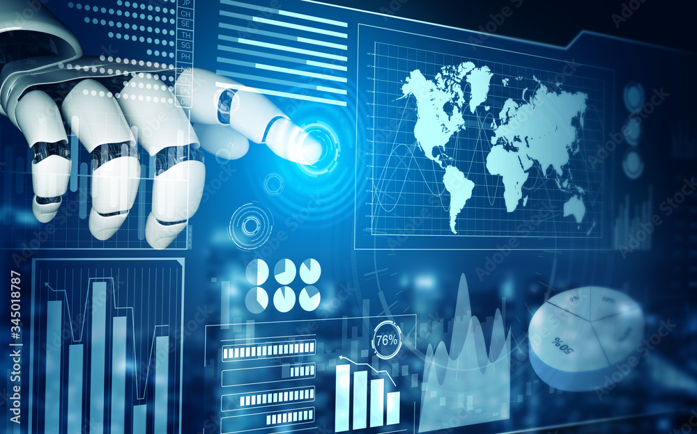 3D Rendering futuristic robot technology development, artificial ...