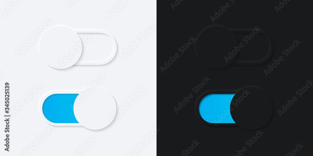 Minimalist Switch Button in Neumorphism Design. White and Black. Simple ...