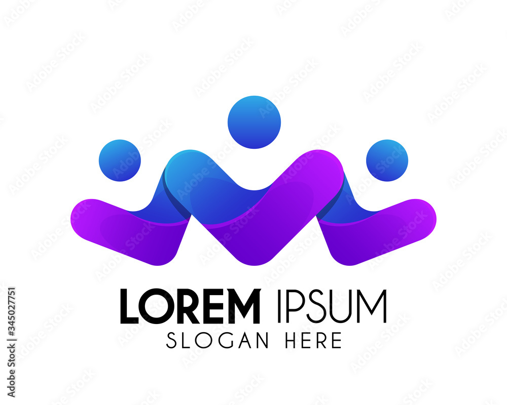 People vector logo design. Teamwork icon concept. Modern logo for ...