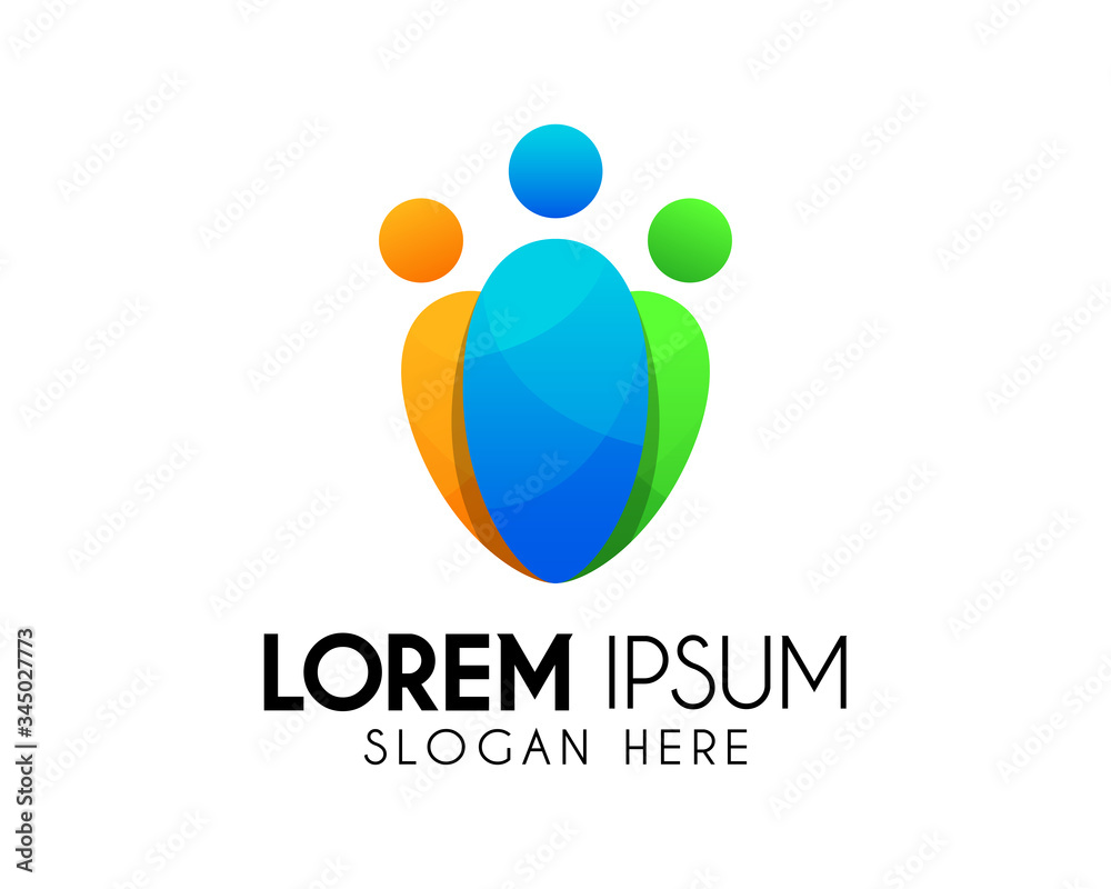 People vector logo design. Teamwork icon concept. Modern logo for ...