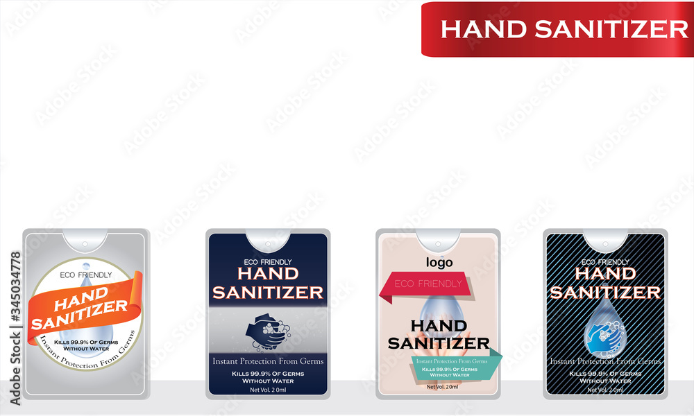 Hand sanitizer label design vector graphic template for packaging ...