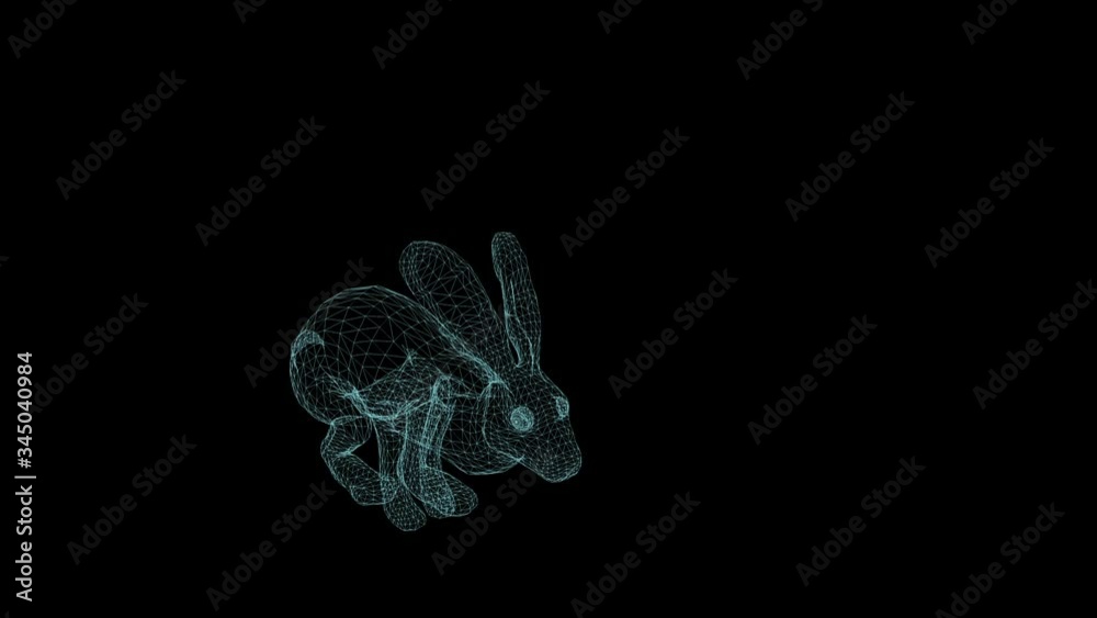 wire frame animation of rabbit running on black background Stock Video ...