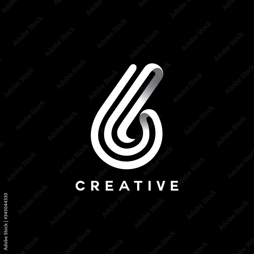 Number 6 Logo design vector template. Font Lines Logotype Stock Vector ...