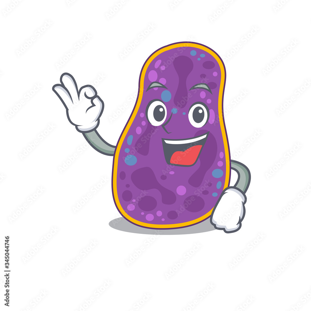 Vetor de Shigella sp. bacteria mascot design style with an Okay gesture ...
