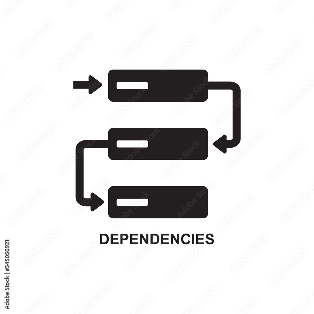 DEPENDENCIES ICON , BLOCK CONNECTION ICON Stock Vector | Adobe Stock