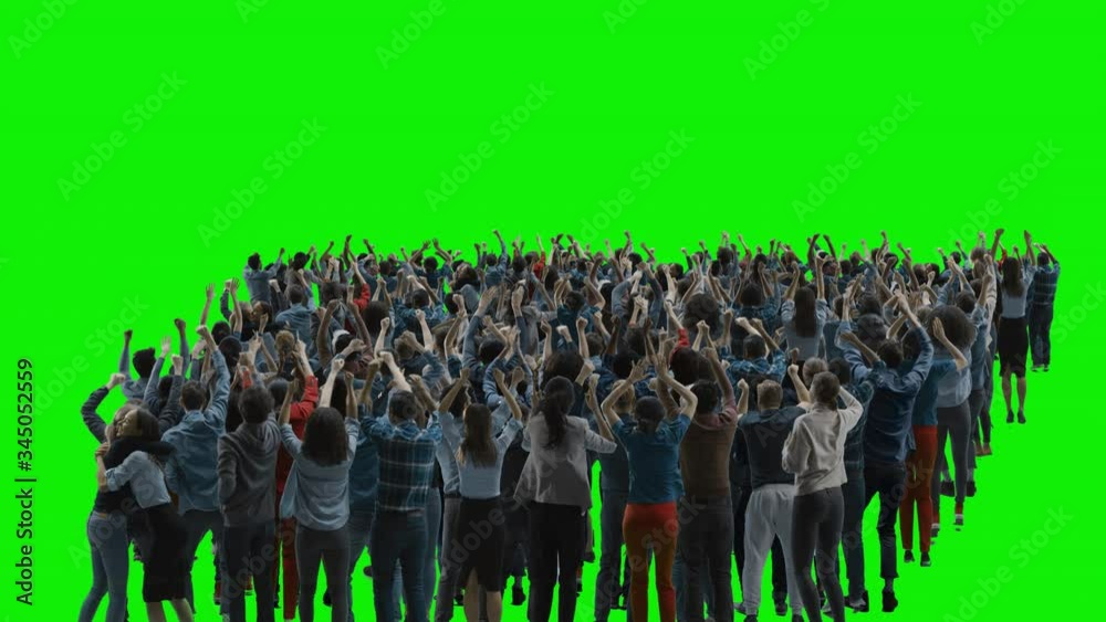 Green Screen: Crowd of People Having Fun, Cheering, Applauding ...