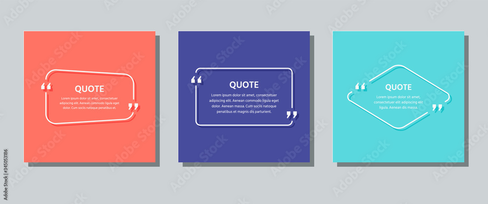 Quote frame box. Vector. Quotations text template. Info comments and ...