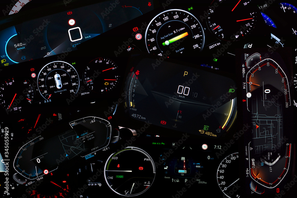 Transportation wallpaper background consists of various car dashboard ...
