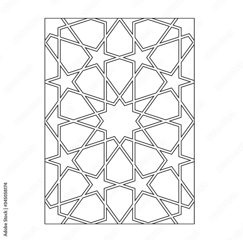 Vector islamic geometry girih. Coloring page geometrical onnament ...