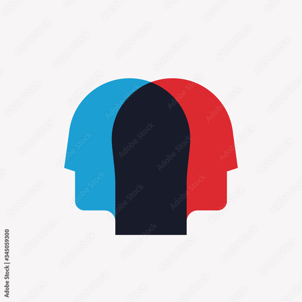 Split personality, psychosis, mental health concept with two crossed ...