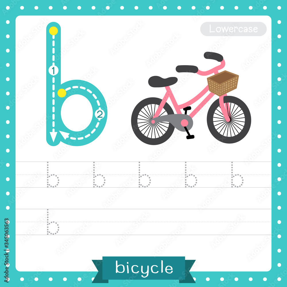 Letter B lowercase tracing practice worksheet. Bicycle Stock Vector ...