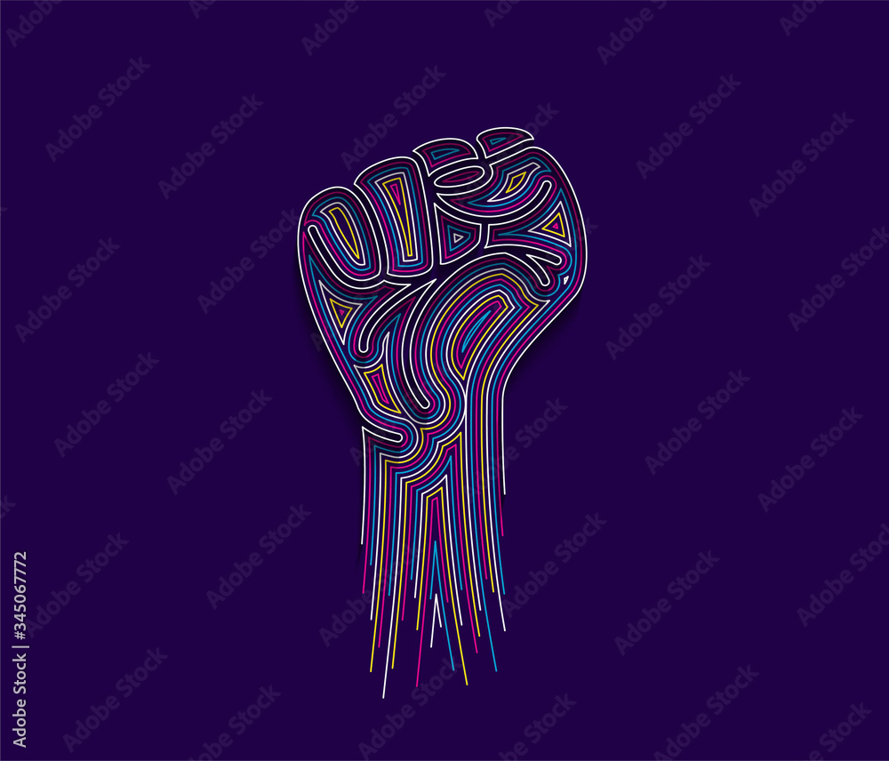 Hand with Unity Calligraphic line art Text shopping poster vector ...