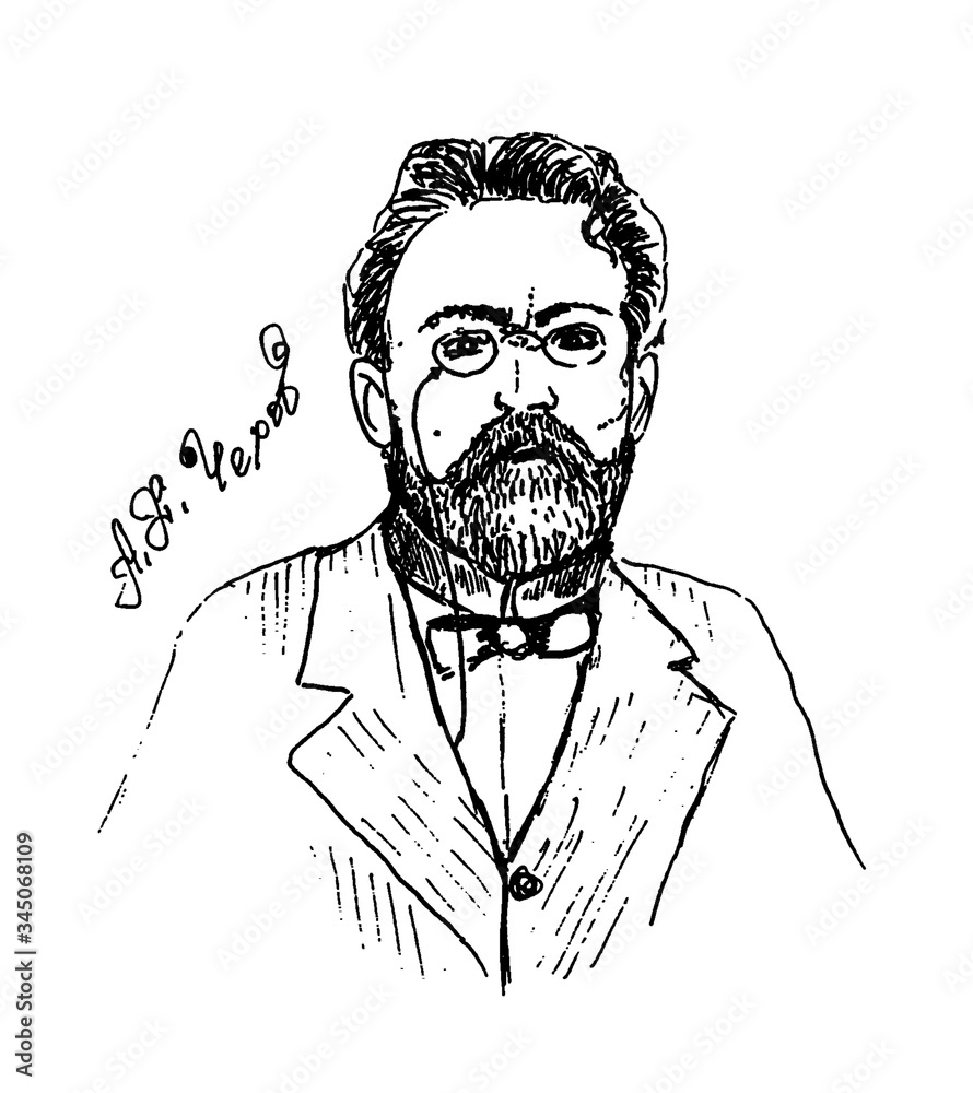 Anton Pavlovich Chekhov. Drawing of famous and historical known Russian ... Anton Pavlovich Chekhov. Drawing of famous and historical known Russian ...