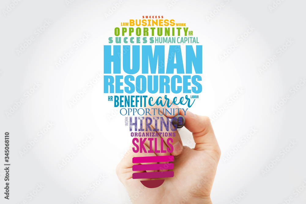 HR - Human Resources light bulb word cloud collage, business concept ...