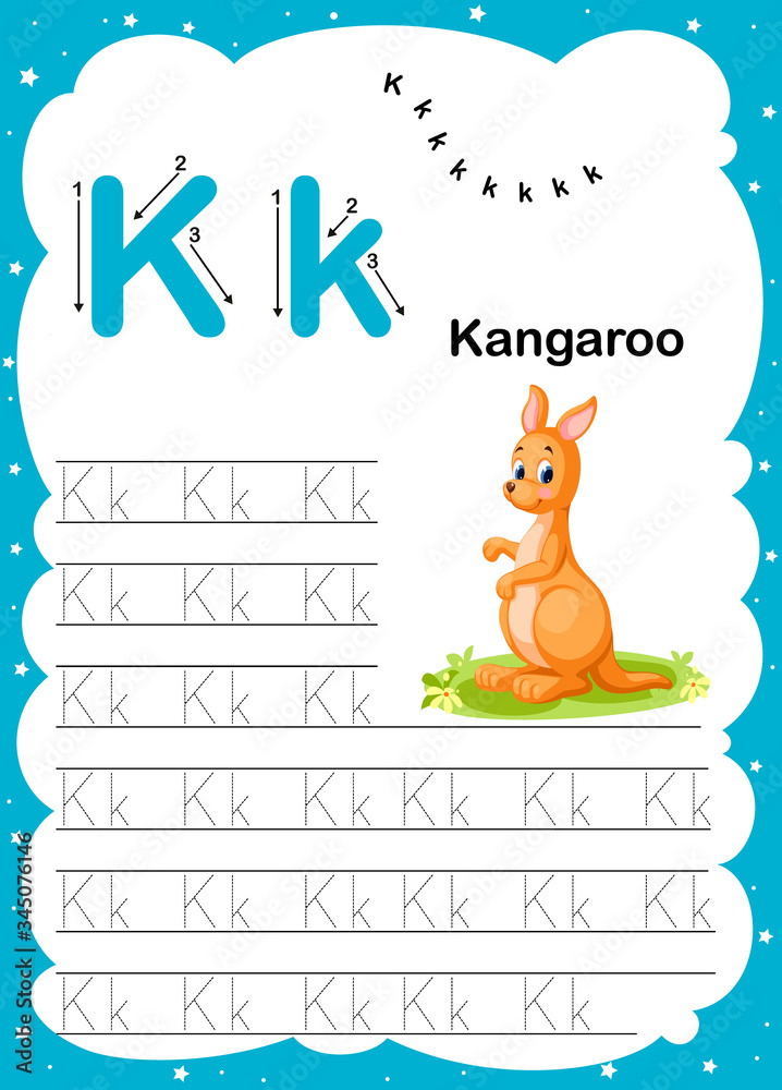 Vetor de Colorful letter K Uppercase and Lowercase alphabet A-Z ...