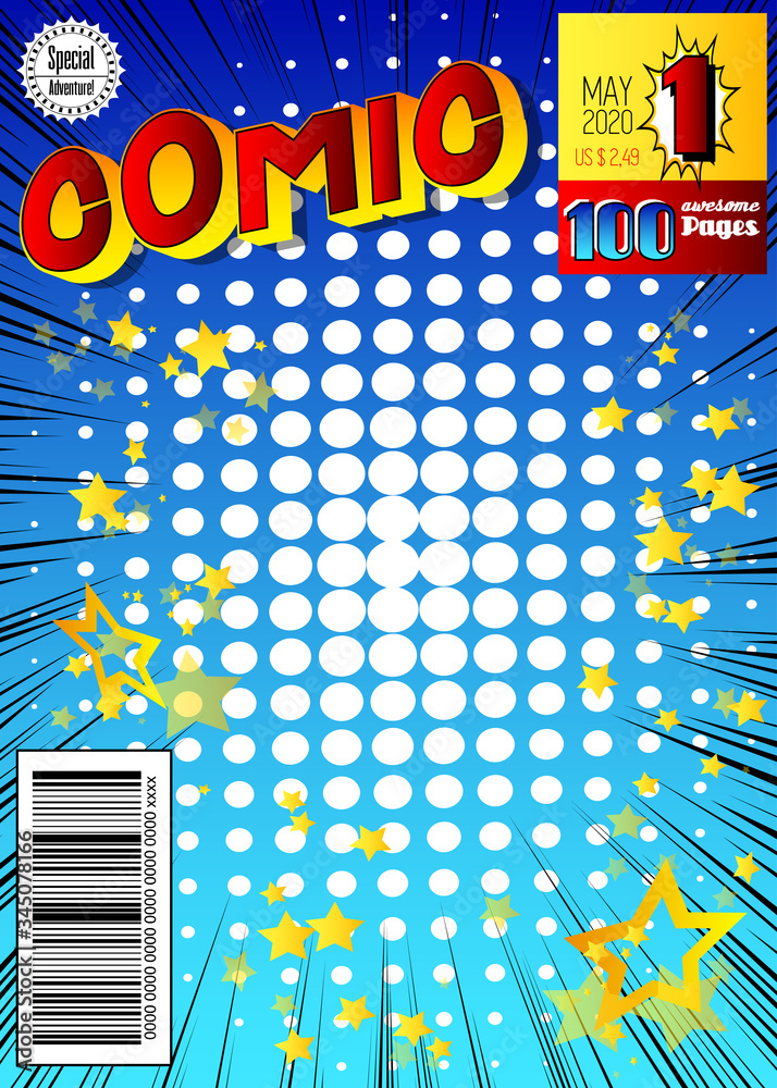 Editable comic book cover with simple explosion background. Vector ...