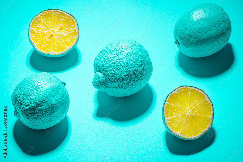 Colorful Vibrant Trendy Food Background. Fruit Pattern on Pastel ...