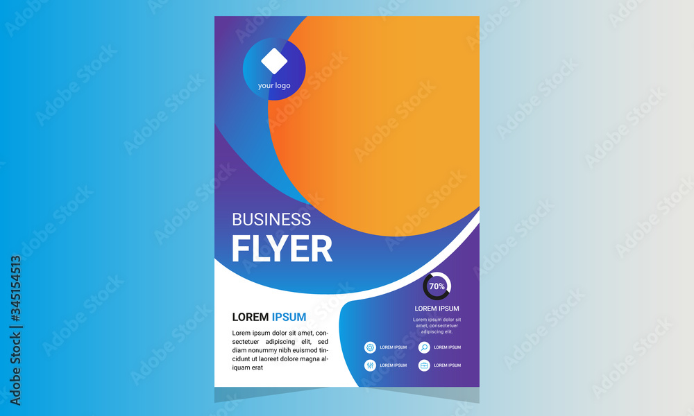 Business flyer layout template in A4 size with blue geometry shapes ...