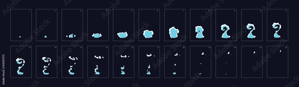 smoke animation sprites, vector flame animation for game design, motion ...