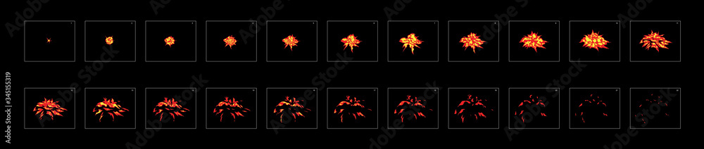 Fire blast effect. fire explosion effect for animation. Effect for game ...