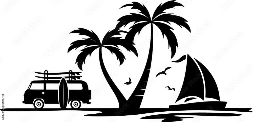 Beach Vector Silhouette