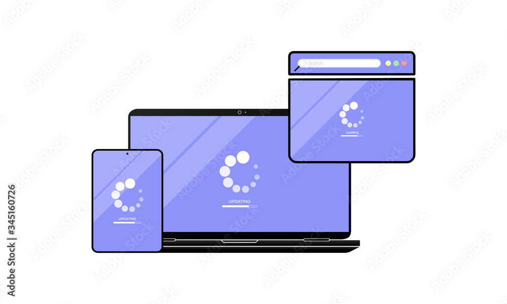 Loading page browser on top view laptop screen. Laptop, desktop ...