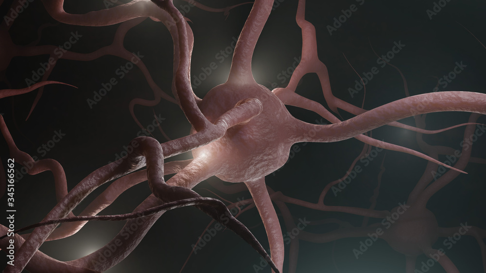 neuron cells with glowing link knots. Neurons are cells within the ...
